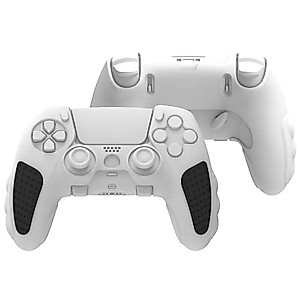 Anti-Slip Ergonomic Silicone Cover Case for ps5 Edge Controller, Soft Rubber Protector Skin for ps5 Edge Wireless Controller with Thumb Grip Caps (White)