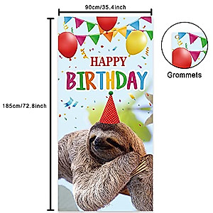 Sloth Banner Backdrop Background Photo Booth Props Realistic Lifelike Adorable Animal Folivora Jungle Theme Decor for Safari Wild One 1st Birthday Party Baby Shower Favors Supplies Decorations