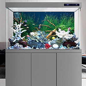 AWERT 30x18 inches Polyester Underwater Grass Plants Aquarium Background Aquatic Plants Stone River Bed and Dead Wood Stone Fish Tank Background