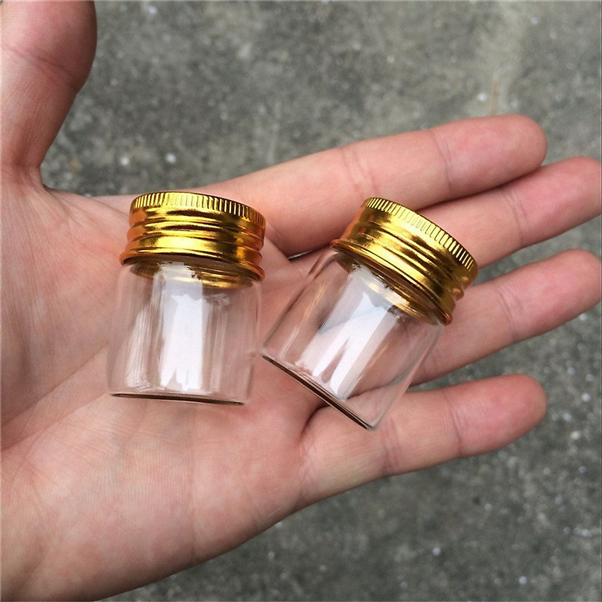 30x40x21mm 15ml Mini Glass Bottles with Aluminium Screw Cap Empty Bottles Golden Metal Lids Glass Vials Jars 12pcs (12, 15ML-Gold-Cap)