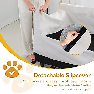 AMICLIBER Modern 3-Seater Sofa,93" Slipcovered Sofa Soft Chenille Fabric Couch with Deep Seat Removable Cover for Living Room,Apartment,Bedroom,Office,Creamy White