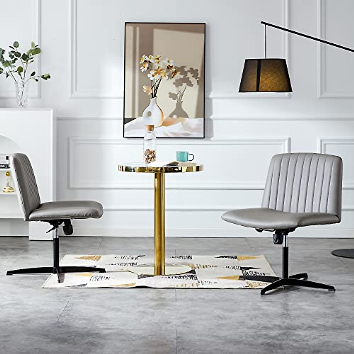 FATFISH Home Computer Chair Office Chair Adjustable 360 ° Swivel Cushion Chair with Black Foot Swivel Chair Makeup Chair Study Desk Chair