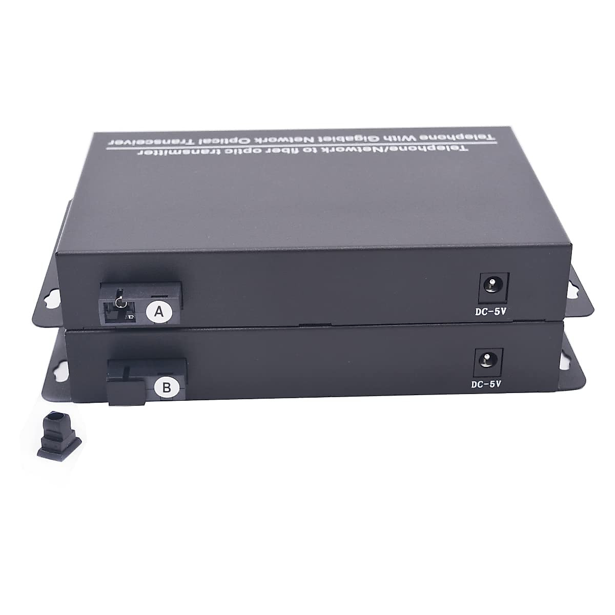 Wekuant 2 Port POTS RJ11 Telephone and 2 Gigabit Ethernet Over Fiber Optic Converter Extender Kit, PCM Voice Over Fiber – Singlemode 20Km, Multimode 500m