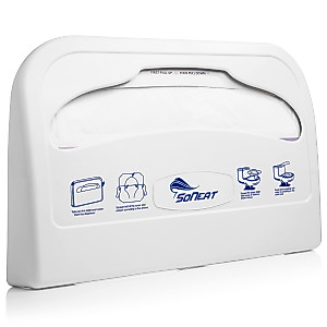 SoNeat Half-Fold Toilet Seat Cover and ABS Plastic Dispenser Set - 400 CT XL Flushable Disposable Toilet Seat Cover Pack for Commercial, and Travel Accessories, 2 Pack, Regular