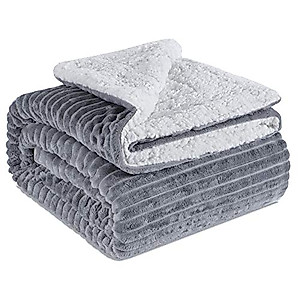 EMME Baby Blanket Fuzzy Sherpa Fleece Blanket Soft Reversible Warm Receiving Blankets for Toddler, Infant, Boys and Girls Gift Reversible Cozy Blanket for Crib, Stroller, Nap, Outdoor (Grey, 30"x40")