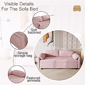 54"W Loveseat Sofa Convertible Sleeper Sofabed ,2 Seater Functional Love Seat Sofa&Couch W/Pull Out Couch Bed, Reclining Backrest and Reversible Pillows Armrests for Office Apartment RV Living Room