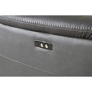 Blackjack Furniture Venice 7 Piece Italian Leather Sectional Sofa with 3-Power Recliners, Adjustable Headrest, Lumbar Support, USB and Wireless Charging Station, Extra Large Storage, 1 Console, Gray