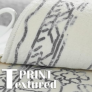 jinchan Area Rug 5x7 Rug Washable Boho Bedroom Rug Indoor Floral Print Carpet Distressed Thin Rug Accent Rug Lightweight Living Room Dining Room Kitchen Grey On Cream