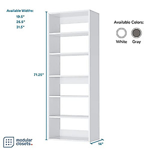 Modular Closets Vista Collection Shelf Tower Built in Wood Closet Organizer Unit (White, 31.5" Wide)