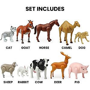 Beverly Hills Doll Collection Farm Animal Toys Set of 10, Large Toy Farm Animals for Toddlers, Plastic Animal Figures, Realistic Animal Figurines for Kids
