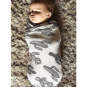 SANNIX Cactus Muslin Swaddle Blankets Cotton Baby Swaddle Wrap Floral Print Burping Cloth & Stroller Cover Baby Blanket
