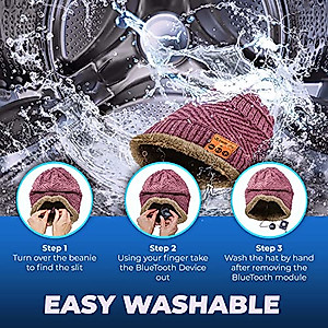 Bluetooth Beanie Wireless Hat with Scarf – Pink Headphone Beanie Hat with Upgraded Bluetooth 5.0 - Wireless Beanie Bluetooth Hat for Women - Warm Knitted Fleece Music Hat - Gorros con Bluetooth