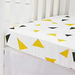 DuoMiaoMiao Baby Crib Sheets, Soft Fitted Sheets for Standard Crib, Breathable Microfiber Playard Mattress Sheet for Toddler Mattresses, 28 x 52 Inches Crib Sheet, White Triangle
