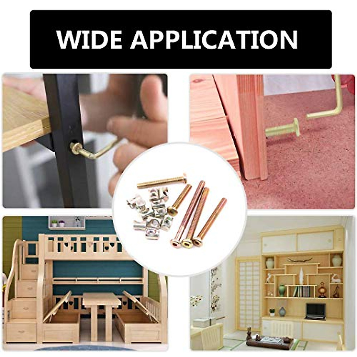 SpeedDa M6x110mm Thread Hex Key Drive Socket Furniture Bolt w Barrel Nut Bolt Nuts Assortment Kit for Furniture Cots Beds Crib and Chairs(Pack of 16)