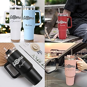 LifGif Home Sunflower Personalized Tumbler 40 oz Laser Engraved, Insulated Cup with Handle, Lid and Straw, Stainless Steel Large Vacuum Insulated, Custom Gift for Birthday, women, mom, sister