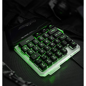 HiGOGO G40 Wired 35 Keys One-Handed Gaming Keypad Rainbow LED Backlight with Large Wrist Pad Membrane Keyboard (Sliver)