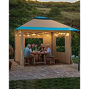 Quictent 13'x13' Pop up Gazebo Canopy Tent with Sidewalls, One Person Setup Easy Outdoor Party Tent Enclosed Waterproof, 169 sqft Shade, Gray/Blue