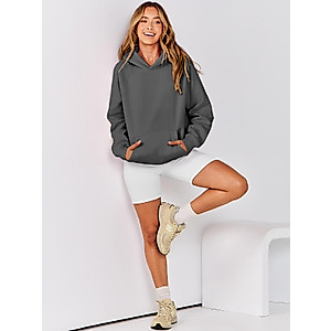 ANRABESS Women Oversized Hoodies Sweatshirt Long Sleeve Fleece Pullover Top 2024 Fall Trendy Outfits Teen Girl Preppy Clothes Grey Small