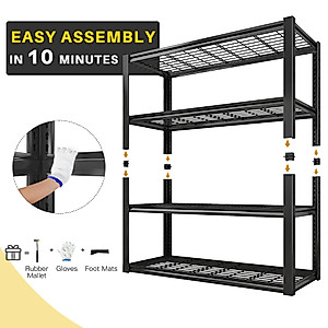 REIBII 40" W Garage Shelving Load 2200LBS Wide Storage Shelves Heavy Duty 4-tire Garage Storage Shelving Adjustable Metal Shelving Industrial Shelving Unit Utility Shelf Commercial Rack Basement