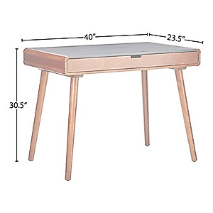 Christopher Knight Home Peninah Mid-Century Rubberwood Writing Desk, Charcoal Grey / Medium Brown