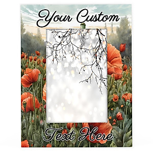 Mardesigns Vintage Poppy Personalized 5x7 Picture Frame,Red Plant Customized Wooden Photo Picture Frame Fits 5x7 & 4x6 Picture for Wall and Table Vertical or Horizontal Display Photo Frame