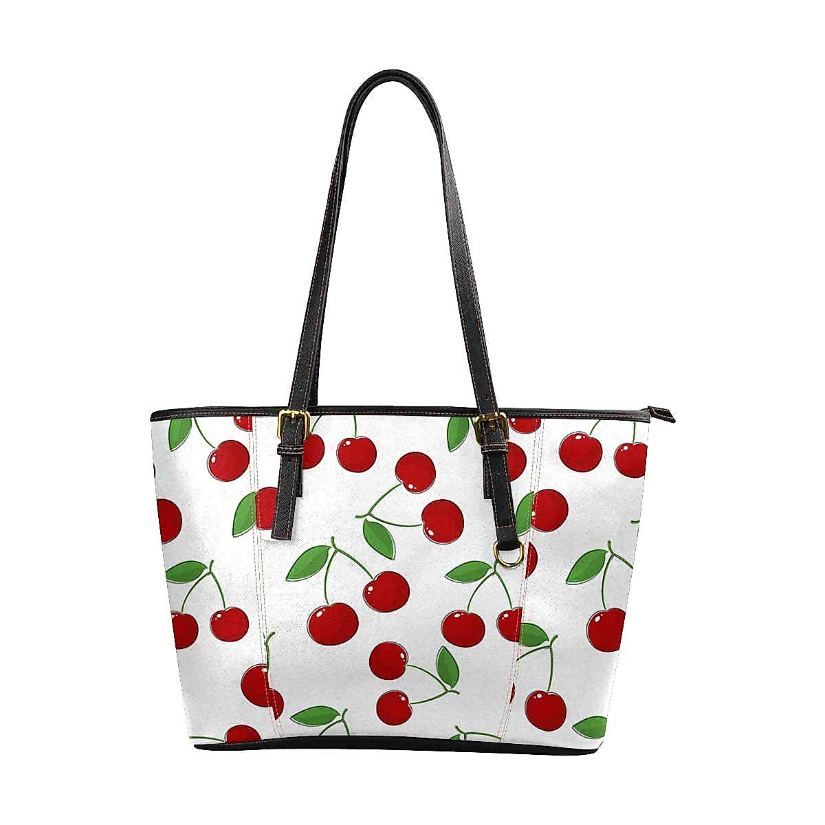 InterestPrint Women Tote Bags Top Handle Handbags PU Leather Purse Cherry, Fruit Pattern, Prunus Avium