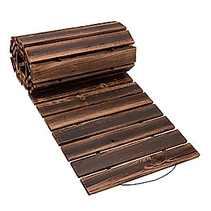 MEWTOGO 8' Wooden Garden Pathway, Weather Resistant Hardwood Pathway with 2 Pairs Gloves, Roll Out Decorative Straight Walkway for Outdoor Patio Beach Wedding Party Pathway