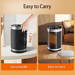 Space Heater, Portable Electric Heater with Knob Control,2 Heat Settings,Overheat and Tilt-Off Protection, 1500W PTC Ceramic Fast Safety Heat for Offices,Bedrooms,Small Spaces,Indoor Use