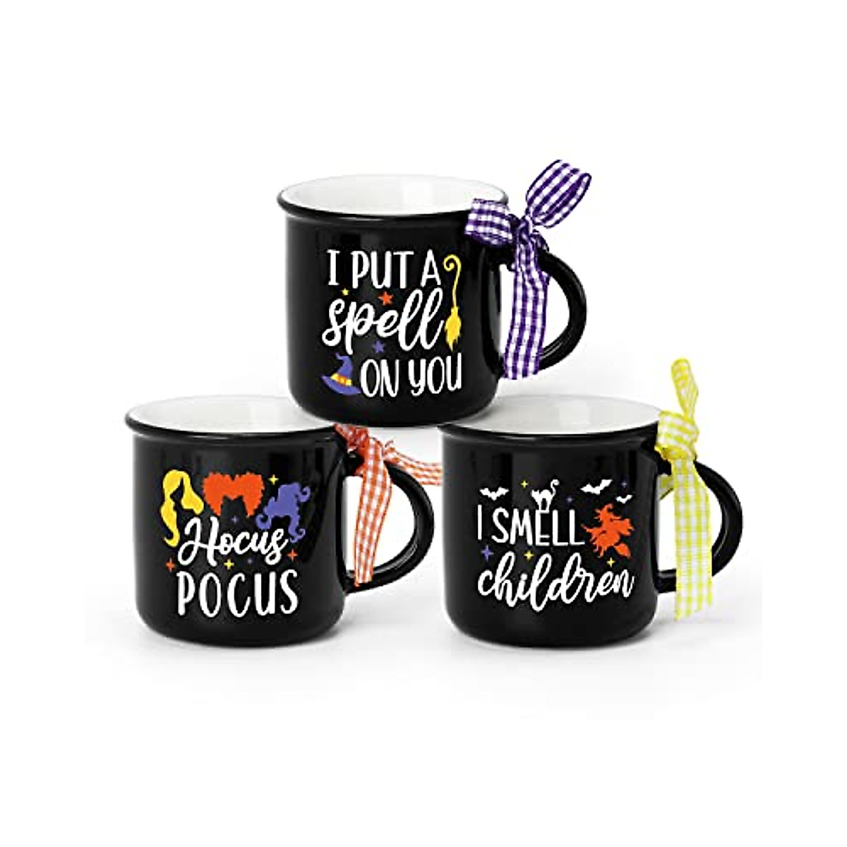 Nefelibata Mini Coffee Mugs, Halloween Witch Tiered Tray Decor Espresso Cups Farmhouse Home Kitchen I Smell Children Centerpieces Decorations Housewarming Novelty Gift 3PCS