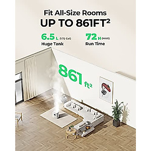 Homvana 6.5L Warm & Cool Mist Humidifiers for Bedroom Large Room, Smart Humidifier with App&Voice Control, Exclusive Distilled Sterilization, 72H Runtime Air Humidifier Aroma Diffuser for Baby Plants