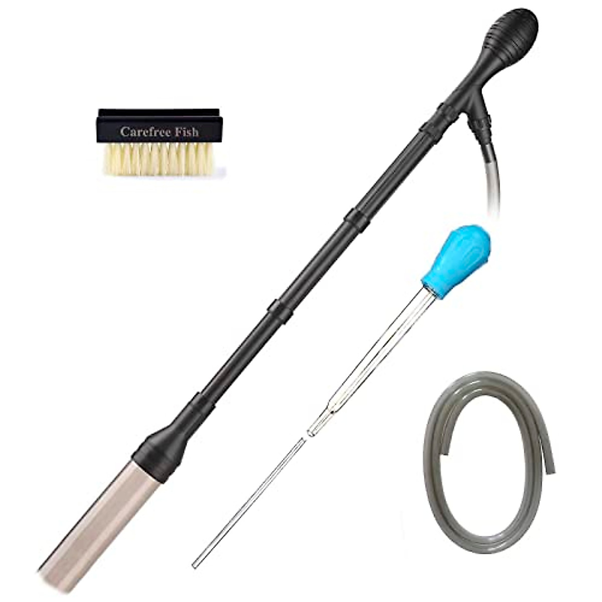 Carefree Fish Aquarium Gravel Cleaner 260GPH Water Changer Gravel Vacuum Tank Adjustable Length Cleaning Tools and Air Stone Brush