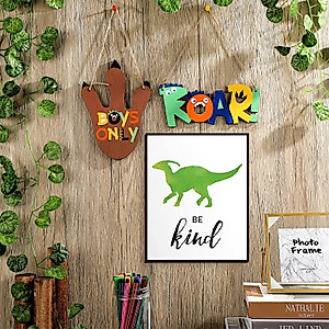 Jetec 6 Pcs Dinosaur Boys Room Wall Decor Include 2 Dinosaur Paw Wooden Hanging Sign 4 Wall Stickers (Unframed) Inspirational Quote Dino Decor Gift for Kids Bedroom Nursery Playroom