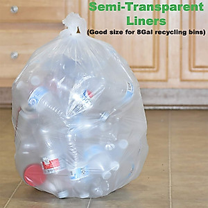 8 Gallon Medium Clear Trash Bags (110 Bags) Unscented 6 Gal 7 Gal Office Garbage Bags Small Paper Shredder Bags Plastic Wastebasket Trash Can Liners (110 Count)