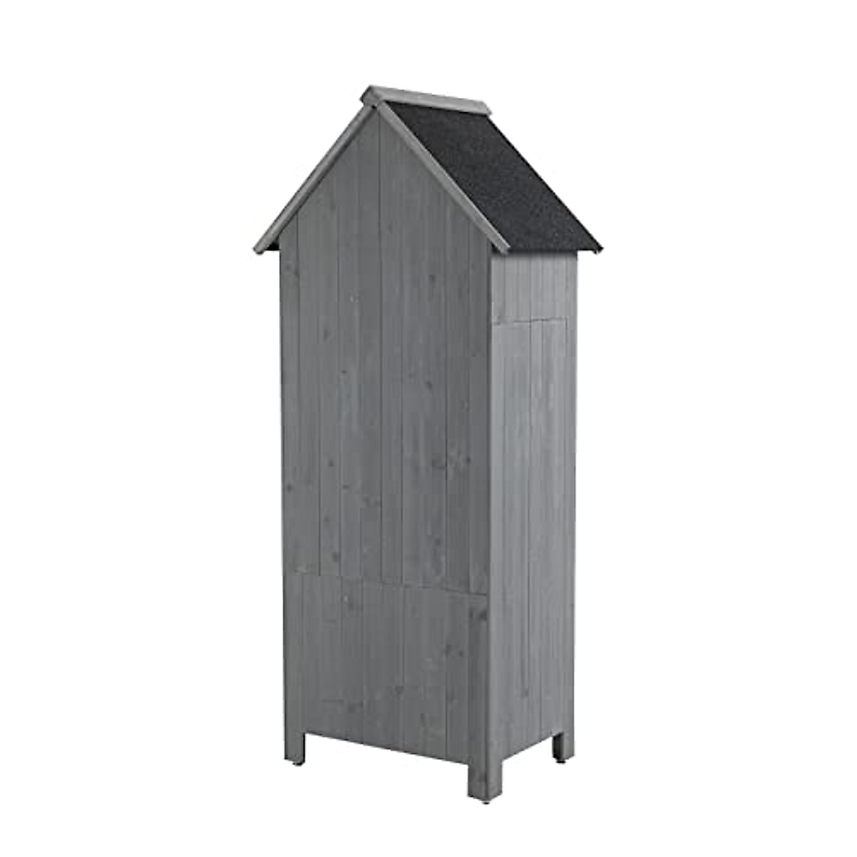 Wooden Garden Tool Storage Cabinet, Fir Wood Garden Storage Shed, Weather Resistant, Easy to Assemble, Storage Sheds Organizer for Home, Yard, Outdoor (Grey)