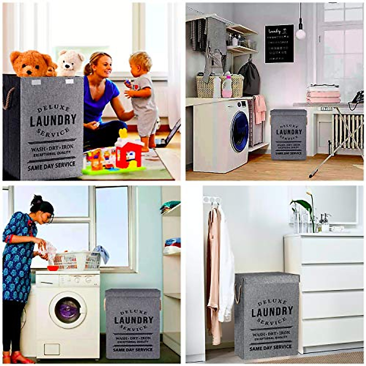 U Trip Laundry Basket with Lid, 85L Large Deluxe Laundry Baskets - Collapsible Foldable Laundry Hamper Big Storage Basket Bin for Clothes Washing Bedroom Organizer Toy Collection (Dark Grey)