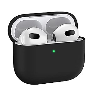 Homstect Compatible with Airpods 3 Case, Triple-Layer Protective Silicone Case for AirPods 3rd Generation (2021 Released) Charging Case Cover, Shockproof and Skin-Friendly, Front LED Visible-Black