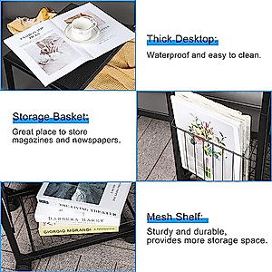 C Shaped End Table Set of 2, Black