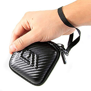 CASEMATIX Carry Case Compatible with Fender Mustang Micro Headphone Amp and Charging Cable - Micro Headphone Amplifier Case Only with Wrist Strap, Black