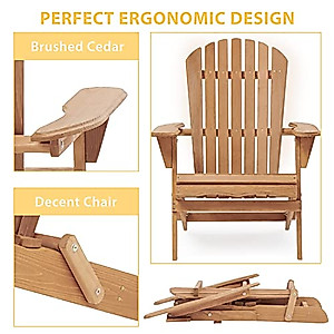 Folding Adirondack Chair Half Pre-Assembled, Outdoor Wood Patio Chair for Garden/Backyard/Firepit/Pool/Beach/Deck