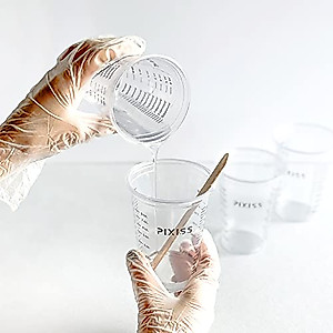 Floetrol for Acrylic Paint Pouring Medium Additive, White Paint Pouring Supplies, 20 Disposable Paint Mixing Cups, 20x Pixiss Wood Paint Mixing Sticks