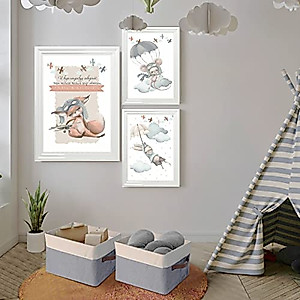 Storage Bins, Besmall Fabric StorageBasket for Organizing, 3 Pack Collapsible Storage Boxes, Foldable Storage Baskets with Handles Cubes for Home Bedroom Office (Grey and Beige)