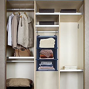 FYY 3-Shelf Hanging Closet Organizer, Collapsible Heavy Duty Closet Organizers and Storage Shelves, Waterproof Washable Fabric Shelves, 23.6" H x 12.2" W x 12.2" D, Navy