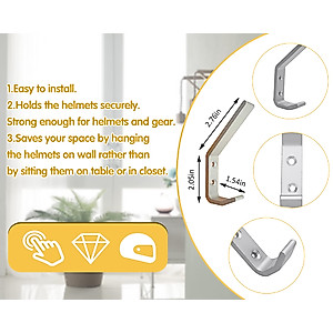 Deloky 4 Pack Motorcycle Helmet Holder Hook -Jacket Bags Wall Mount Cloth Display Rack Hook with Mounting Screws (4pcs Hook+ 8pcs Screws)