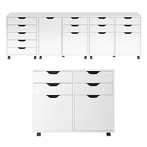 Winsome Halifax Storage Mobile Cabinets, 2 Doors, 4 Drawers, for Home Office, White