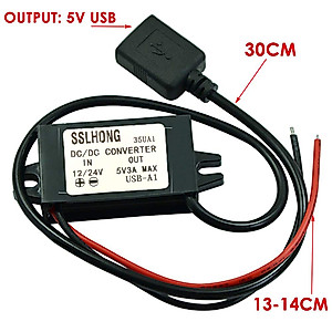 HOMREE DC DC Converter 12V/24V to 5V 3A Buck Module Standard USB Output