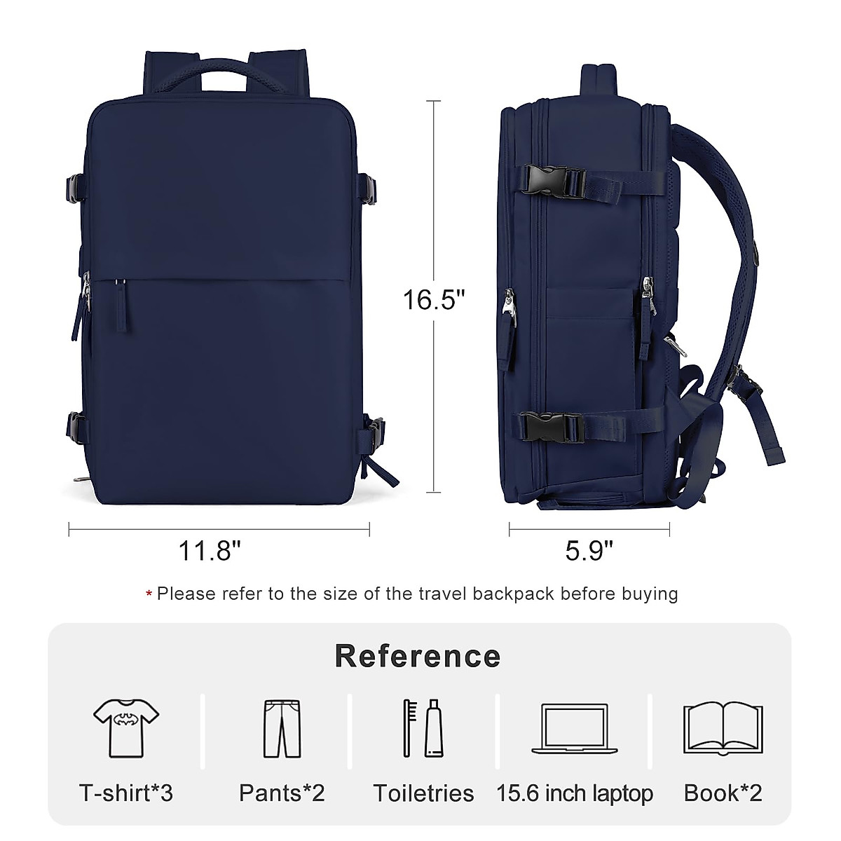 Laptop Travel Backpack For Women Men Airline Approved Carry On Bags For Airplanes Underseat Luggage Backpack For Traveling On Airplane Personal Item Travel Bag For Airlines Travel Essentials Navy Blue