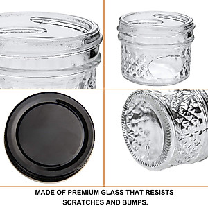 QAPPDA 4 oz Glass Jars With Lids（Black）,Small Clear Canning Jars For Caviar,Herb,Jelly,Jams,Mini Wide Mouth Mason Jars Spice Jars For Kitchen Storage Preserving Food And Party Favors 40 Pack ……