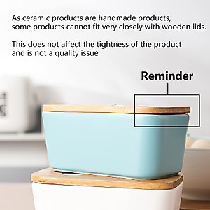 Porcelain Butter Dish with Knife & Wooden Lid, Candiicap Airtight Butter Keeper for Countertop, Large Butter Holder for East West Coast Butter(Matte Pink)
