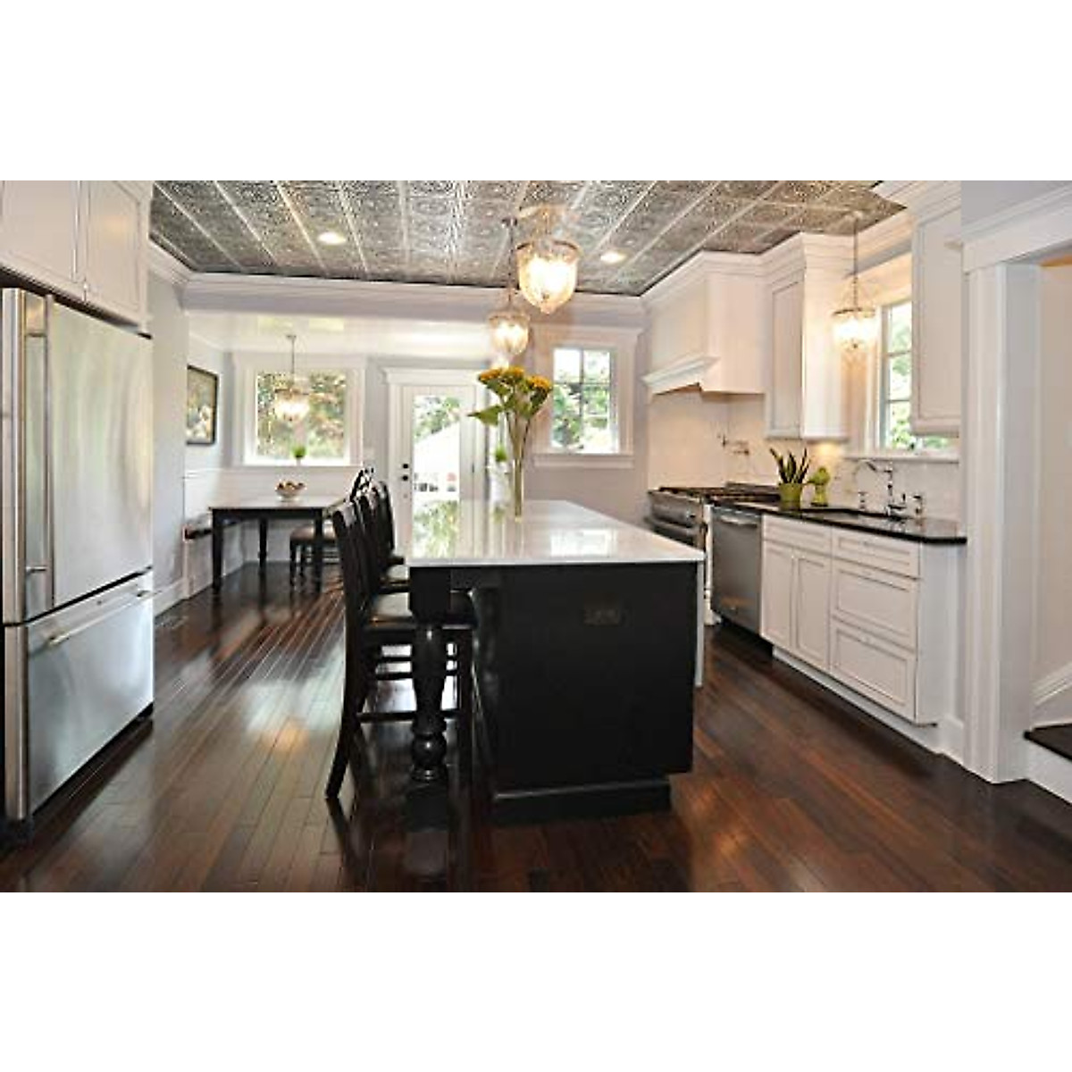 Grandma's Doilies Quartet-Faux Tin Ceiling Tile - Antique Silver 25-Pack