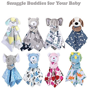 Minky Animal Snuggler Lovey Blanket for Kids, Babies, Boys, Girls, Gender Neutral Security Blanket with Stuffed Animal